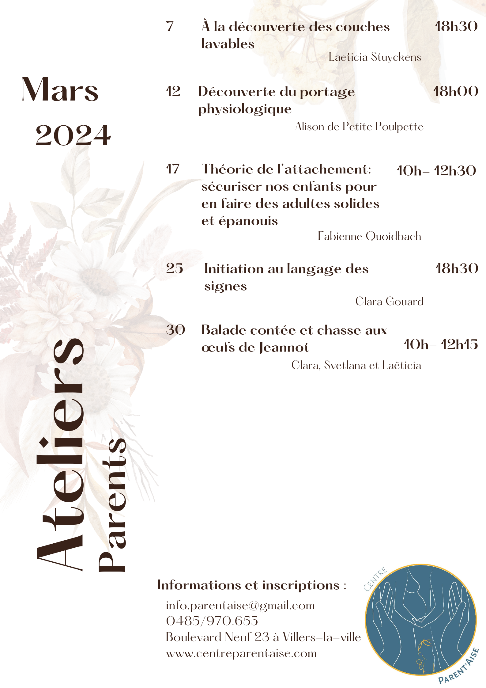 Programme Mars 2024 – Parent'Aise